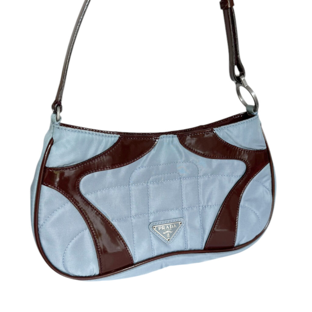 Prada Nylon Shoulder Bag in Baby Blue / Maroon – Nitryl