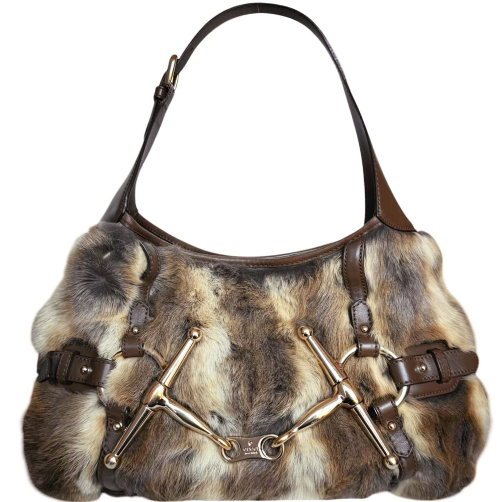 Gucci ’85th Anniversary’ Rabbit Fur Horsebit Shoulder Bag in Brown ...