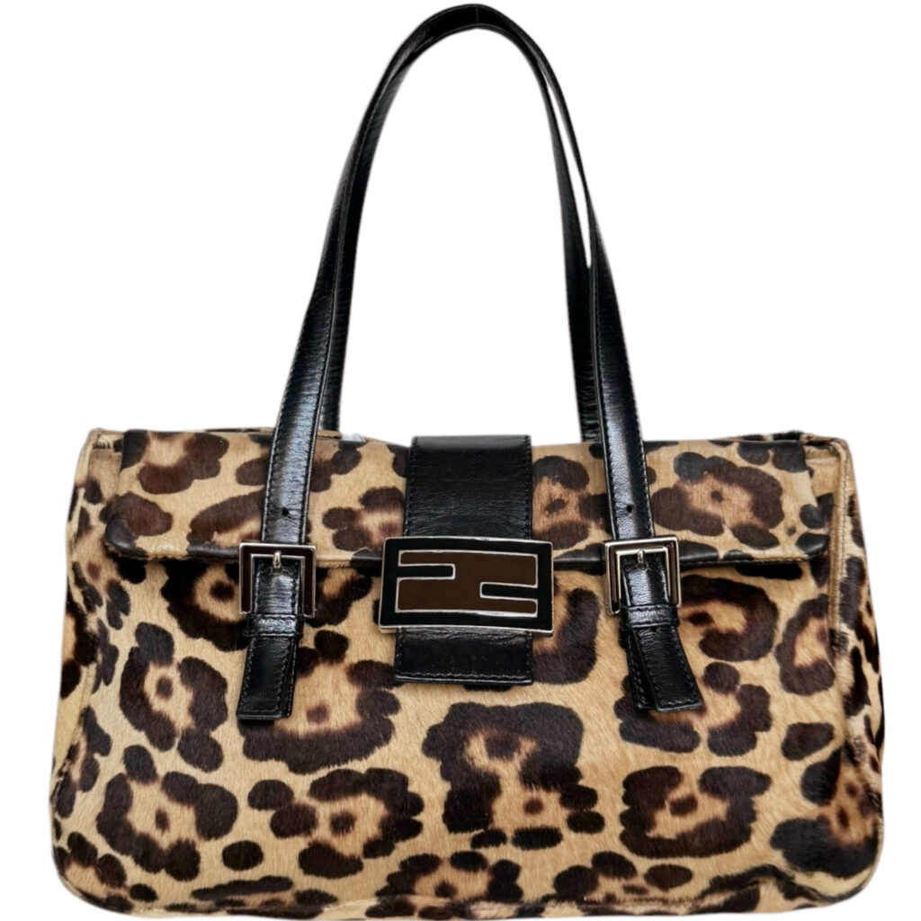Fendi Leopard Print Calfskin Shoulder Baguette Bag – Nitryl